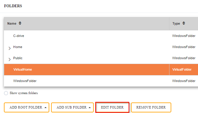 CompleteFTP: WebAdmin: Editing Folders