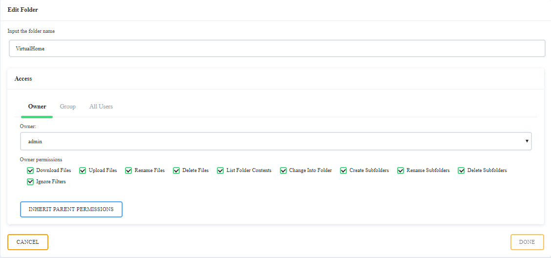 CompleteFTP: WebAdmin: Editing Folders