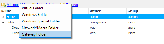 CompleteFTP: Gateway folders