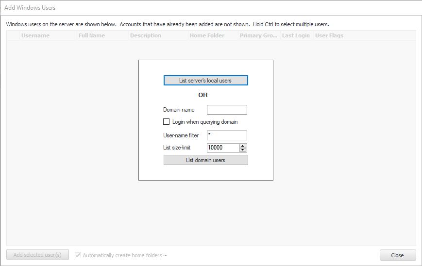 CompleteFTP: How to add a Windows user