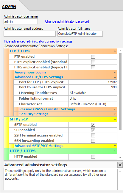 CompleteFTP: How to view the Admin site