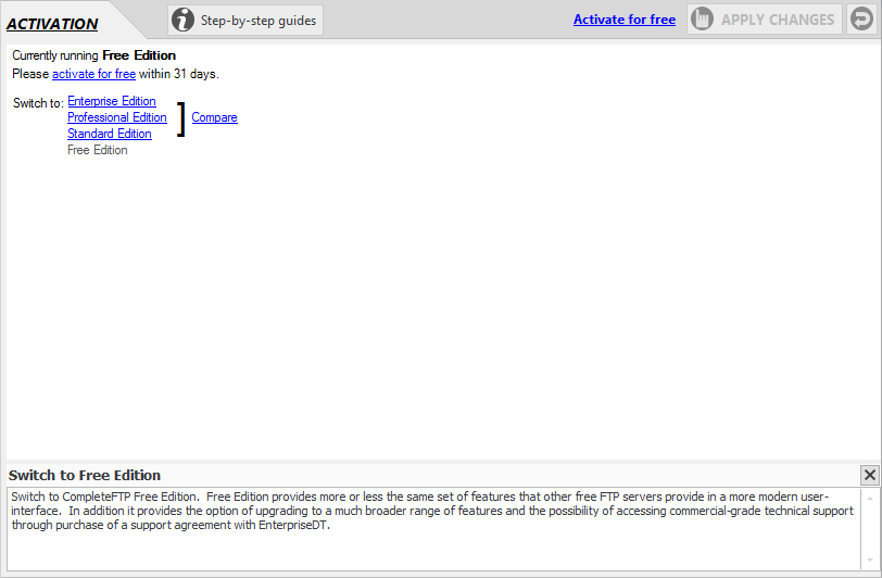 CompleteFTP: Licensing overview