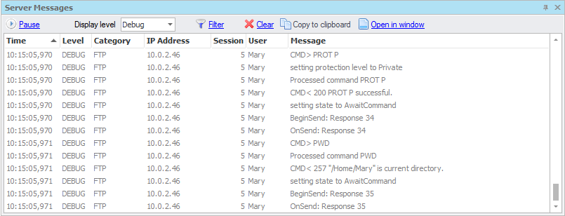 CompleteFTP: Real-time Logging