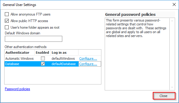 CompleteFTP: Authenticate users from a database